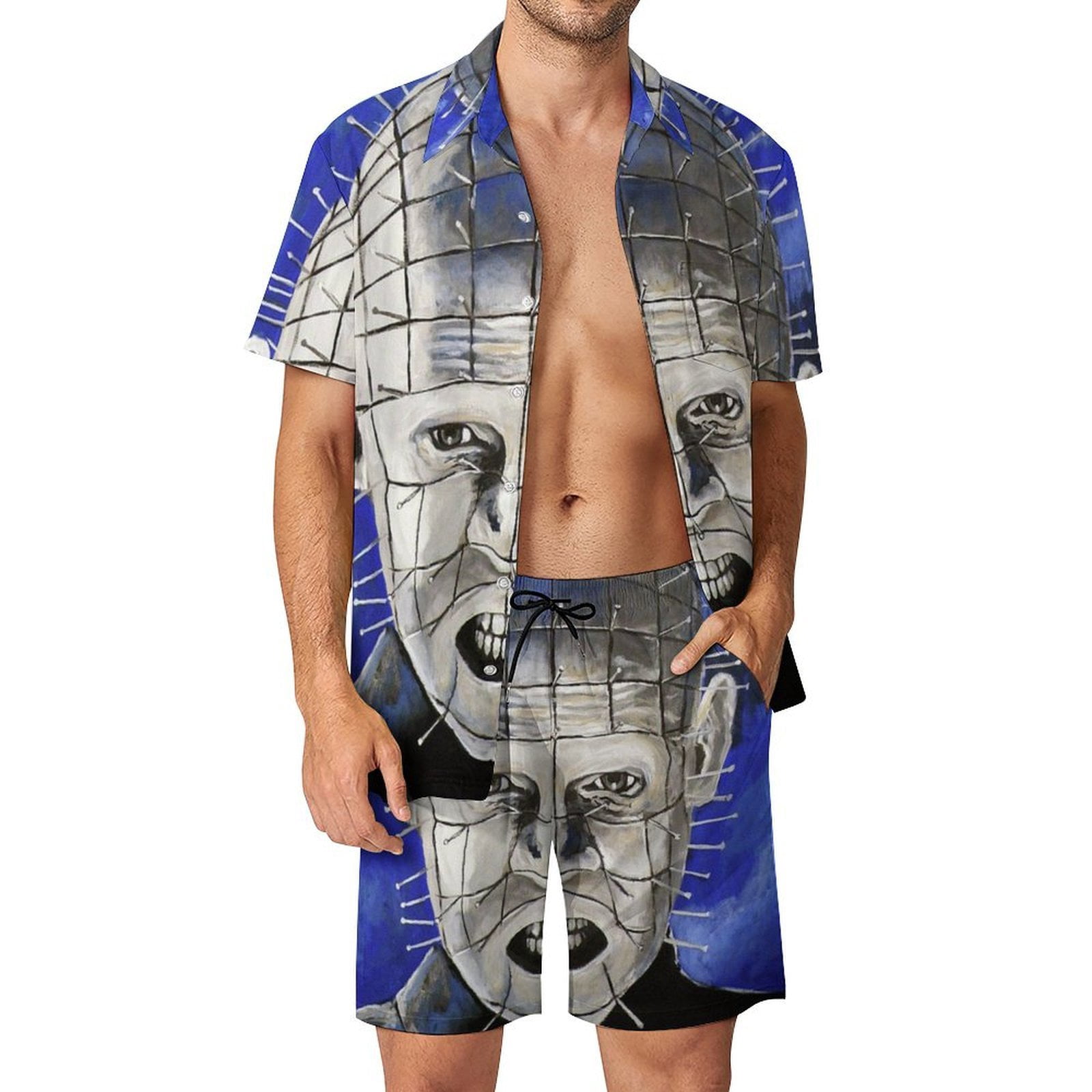 ‎Pinhead Men's Beach Suit 2 Piece Outfits Hawaiian Button Down Shirts ...