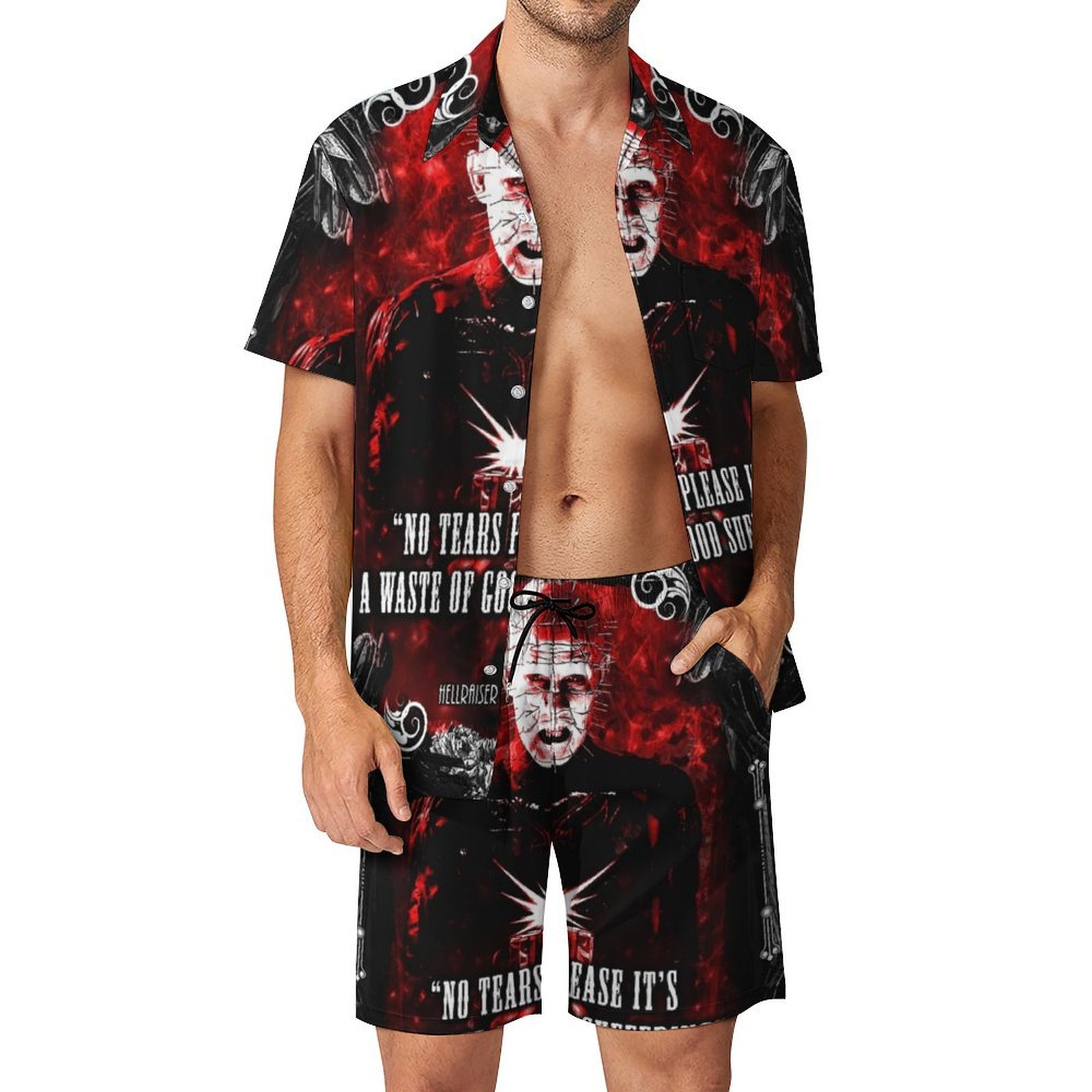 ‎Pinhead Men's Beach Suit 2 Piece Outfits Hawaiian Button Down Shirts ...