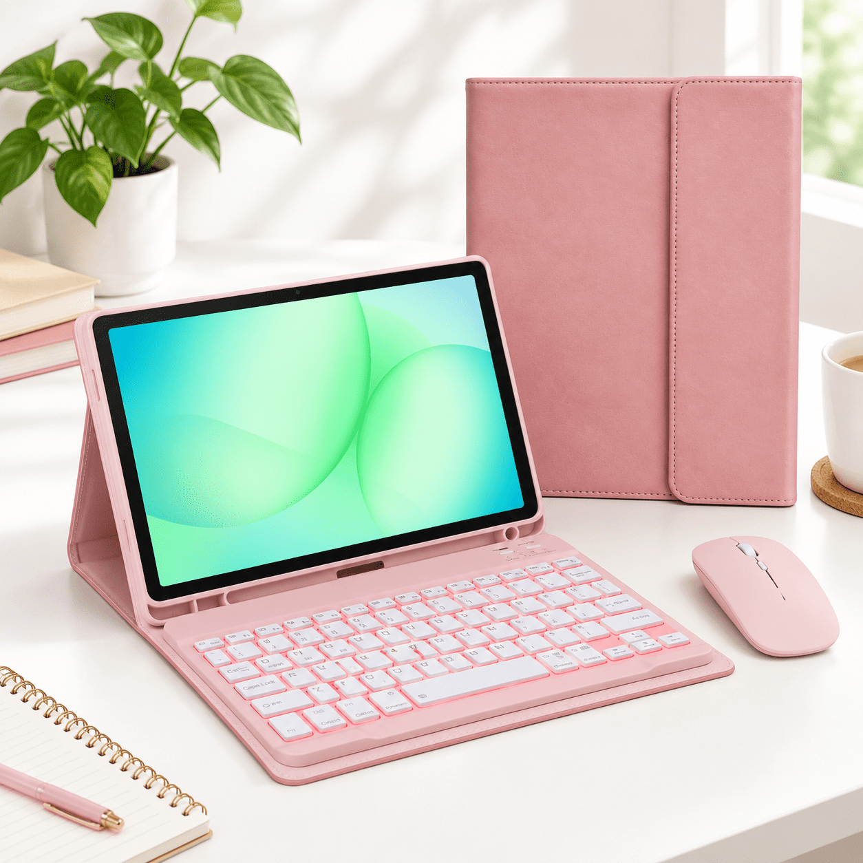 Pink 10.9-11 inch Tablet Case with Multi-Angle Stand, Pencil Holder ...