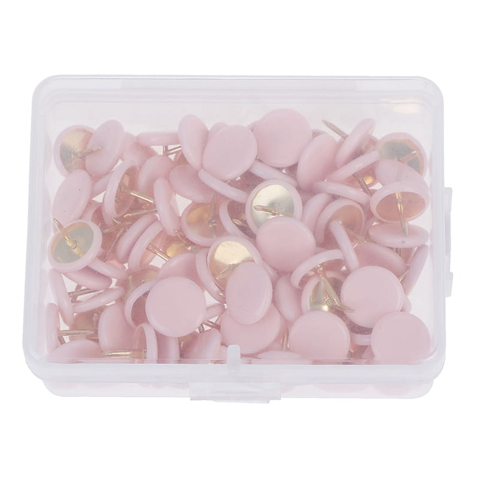 (Pink) 100Pcs Round Push Pins Notice Board Map Thumb Tacks Point ...