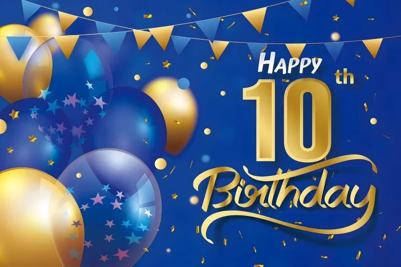 Pink 10th Photo Backdrop Happy Birthday Party Gold Balloon Boy 10 Ten ...