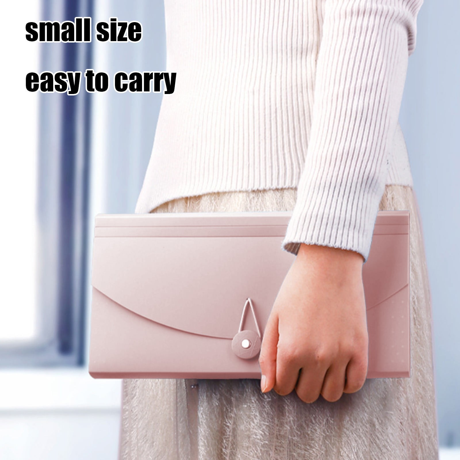 Pink 13-Pocket A6 Mini Accordion File Transparent Document Organizer ...