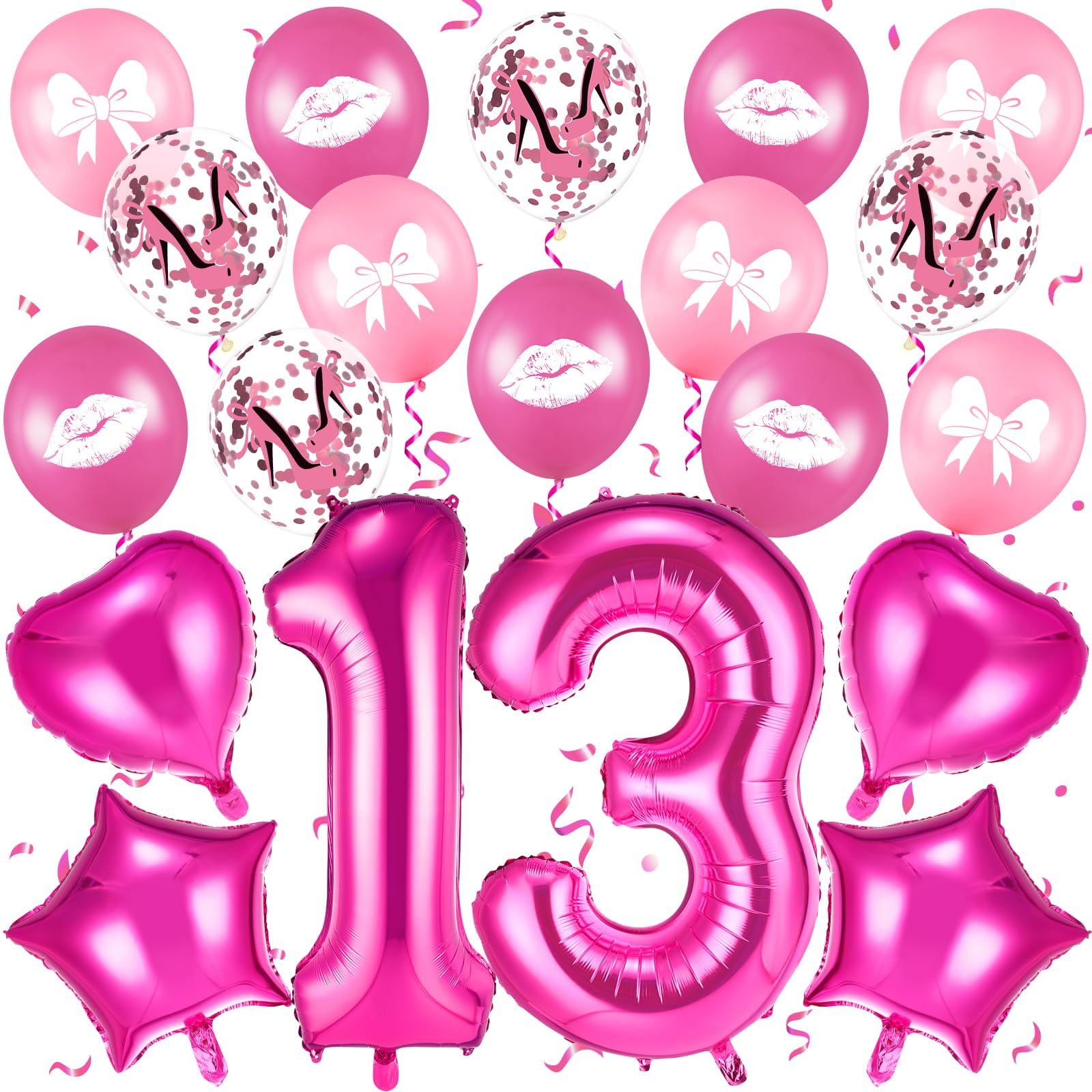Pink 13th Birthday Decorations 40 Inch Hot Pink Number 13 Foil Balloons ...