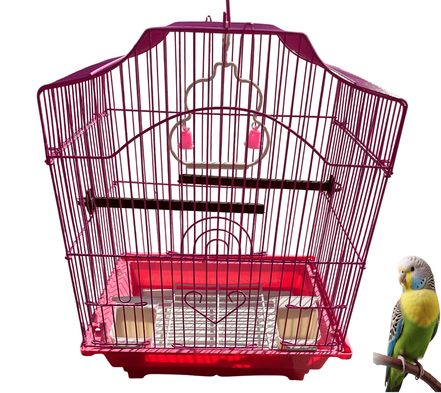 Pink 14-Inch Small Wire Bird Cage – Perfect for Budgies, Finches ...