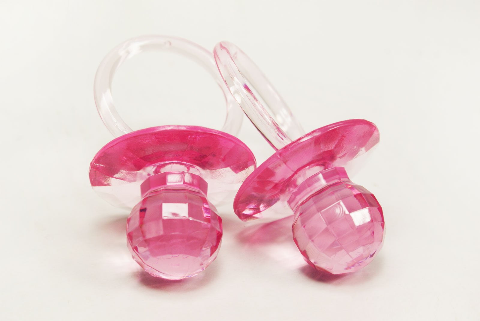 Pink 144pcs Large Clear Diamond Cut Pacifiers Baby Shower Game Party ...
