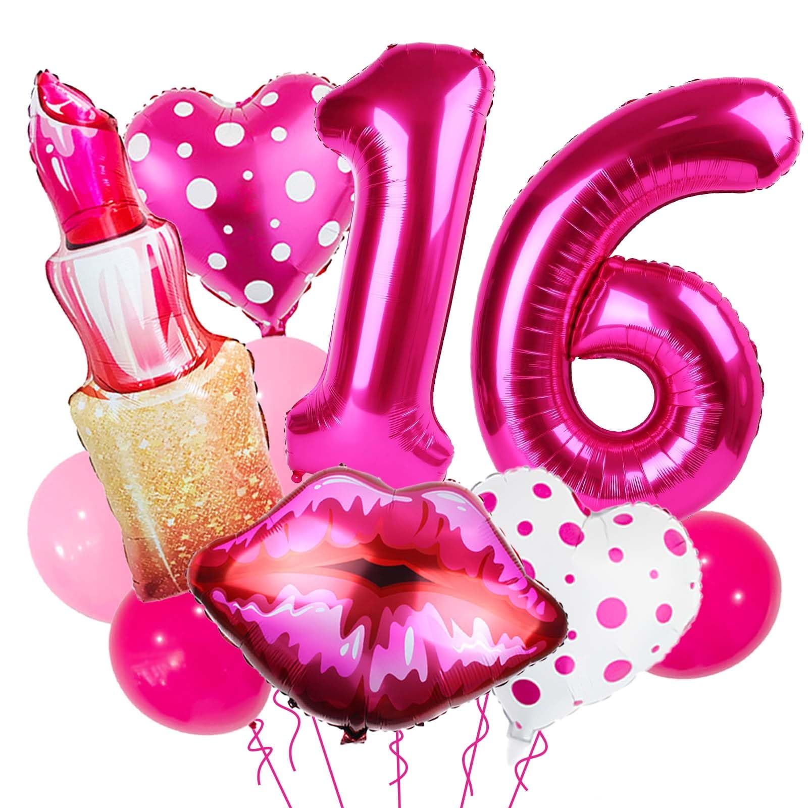 Pink 16 Balloon Numbers, 16 Birthday Balloons Hot Pink Balloon ...