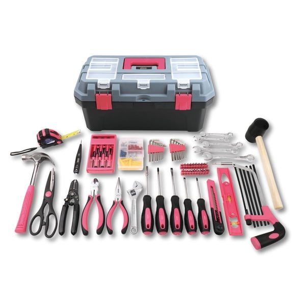 Apollo Tools Pink 170 Piece Household DIY Tool Kit, Heavy Duty Storage ...