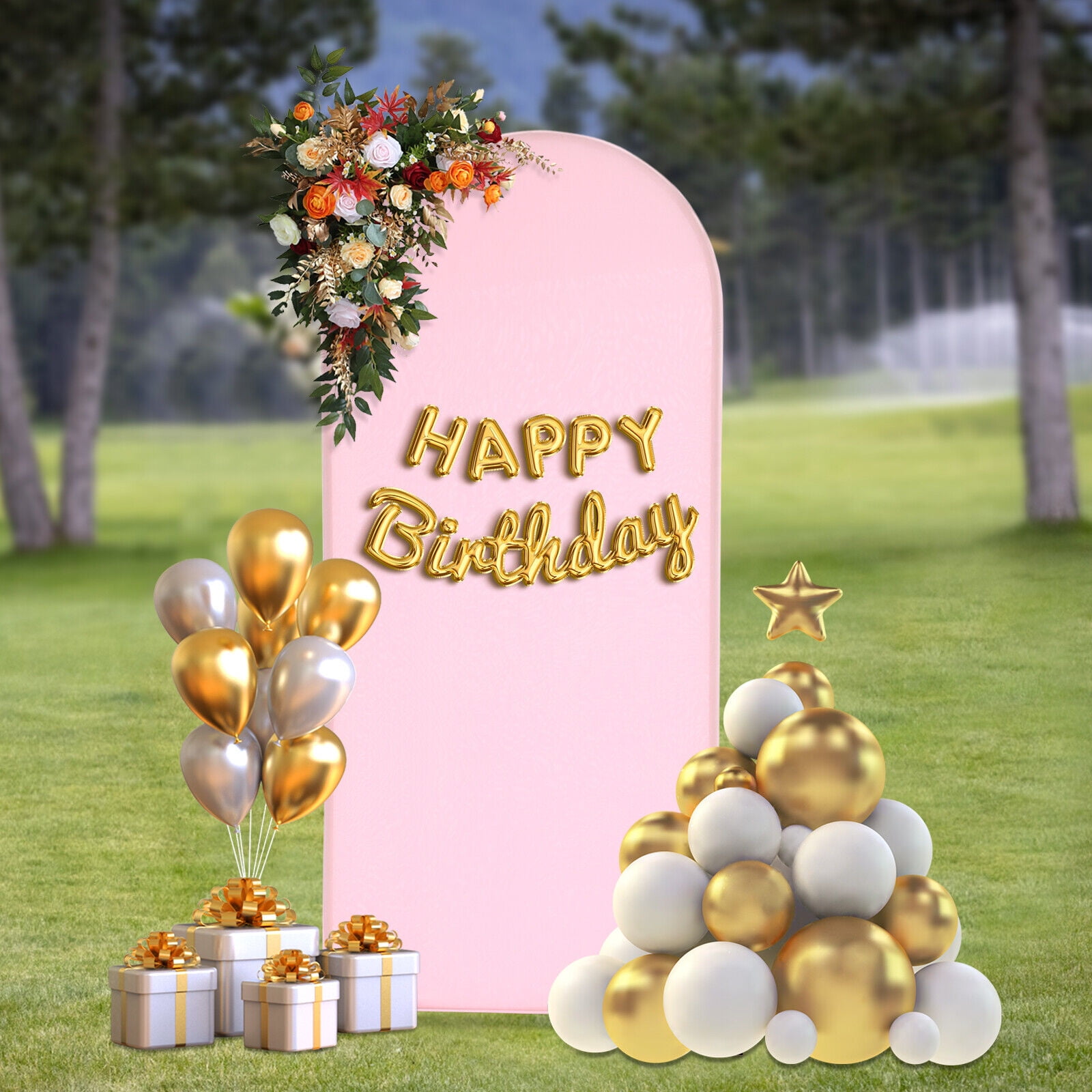 Pink 180cm 6ft Arch Backdrop Stand Wedding Gold Backdrop Stand Ceremony ...