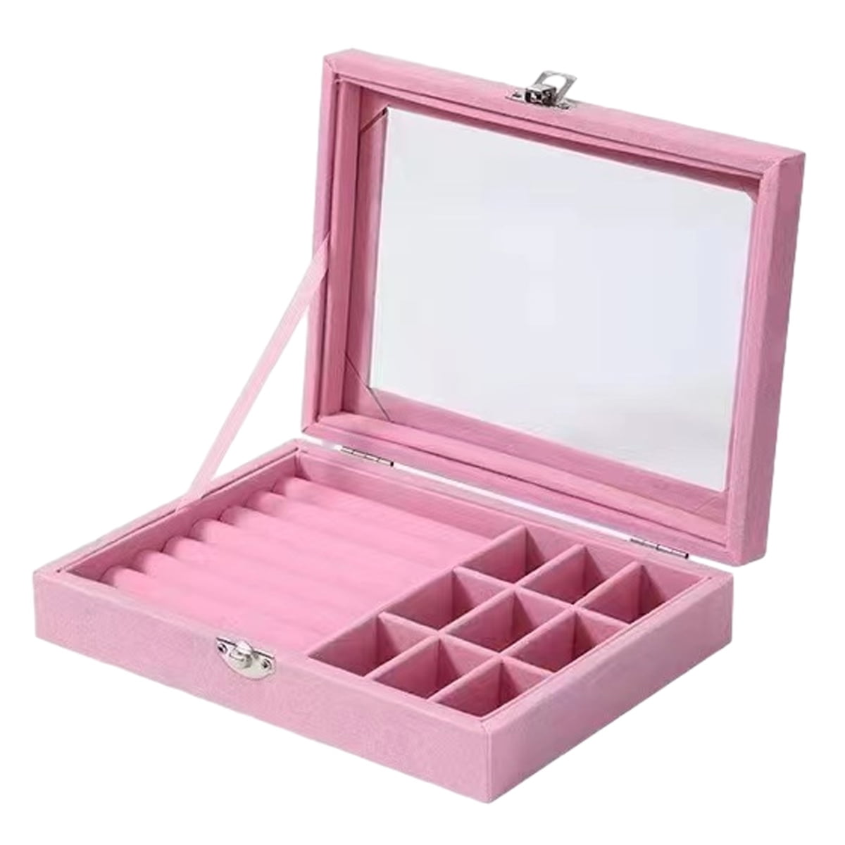 Pink 2 in 1 Jewelry Box Ring Earring Organizer Holder Stackable Display ...