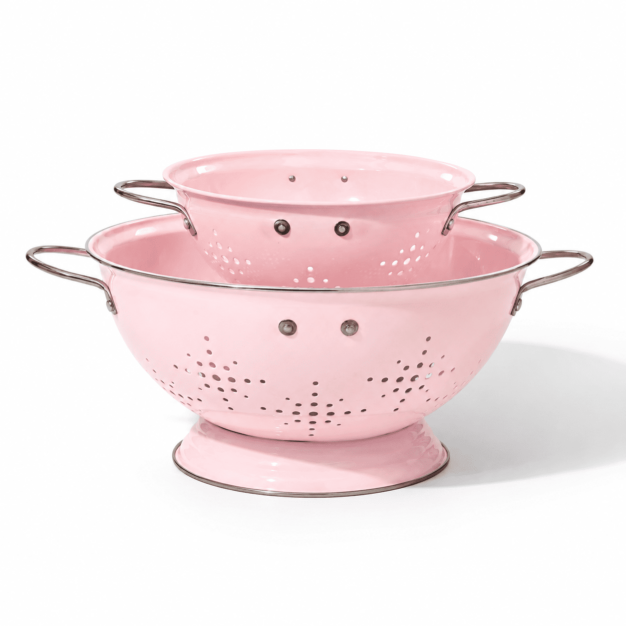 Pink 2-Pack Metal Colander Set, 1.5qt & 6qt Heavy Duty Kitchen Strainer ...