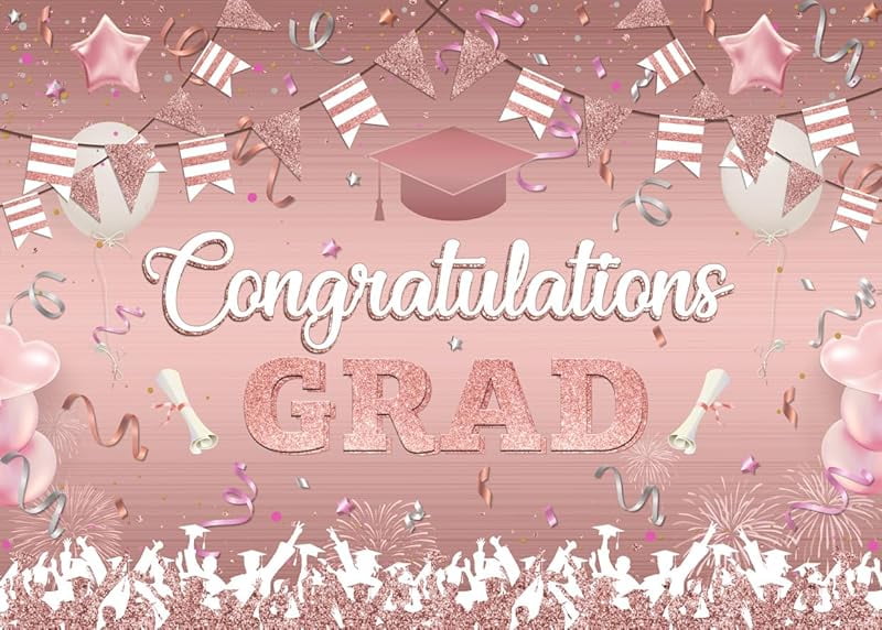 Pink 2025 Graduation Backdrop Congratulations Grad Photography ...