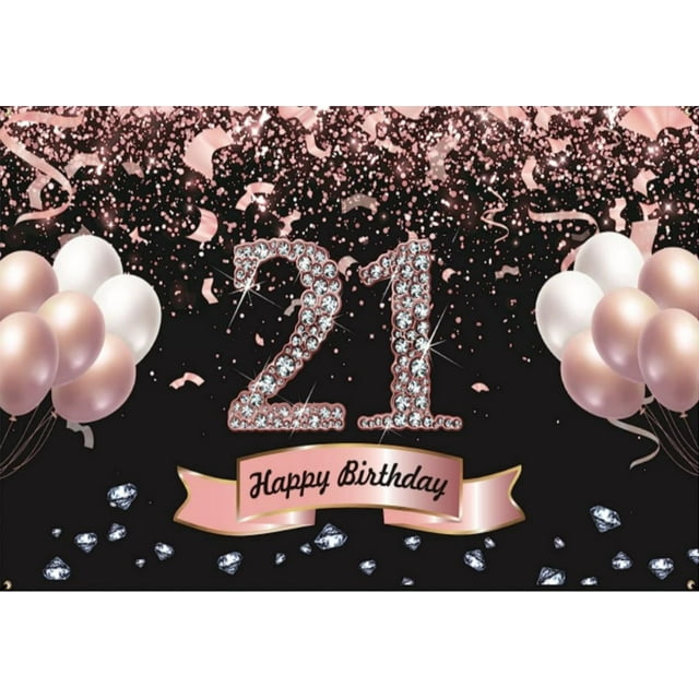 Pink 21st Birthday Backdrop Happy 21st Birthday Banner 21st Birthday ...