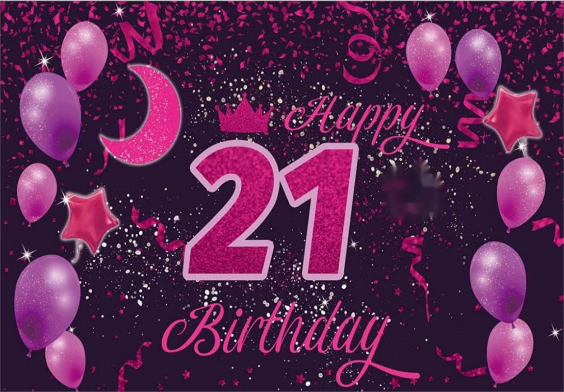 Pink 21st Birthday Backdrop Happy 21st Birthday Banner 21st Birthday ...
