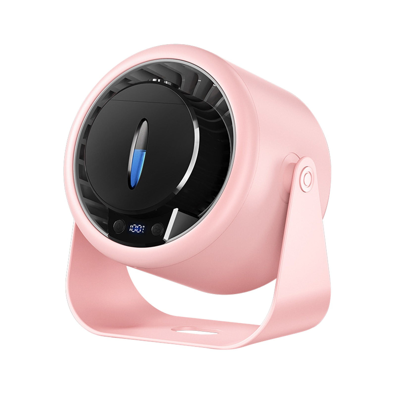 Pink 360° Rotating Desktop Humidifier Fan With 3 Mist Levels And Auto ...