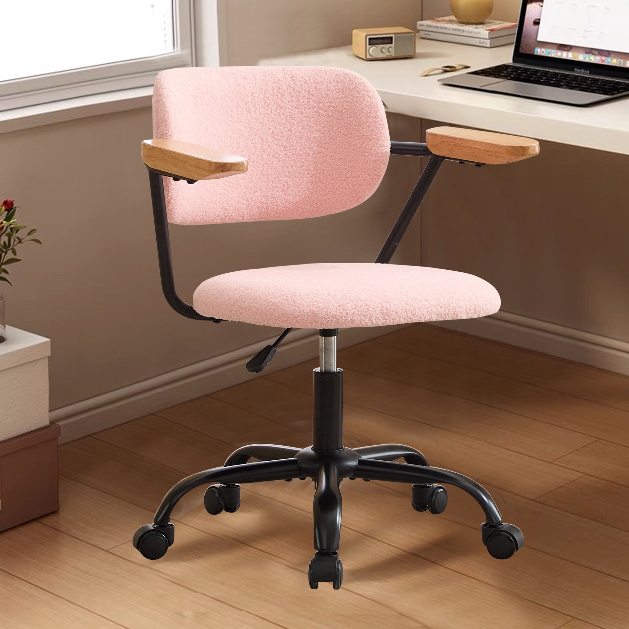 Pink 360 ° rotating wheel height adjustable, simple leisure chair for ...