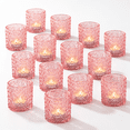 Pink 36pcs Glass Votive Tealight Candle Holders with Floral Engraved ...