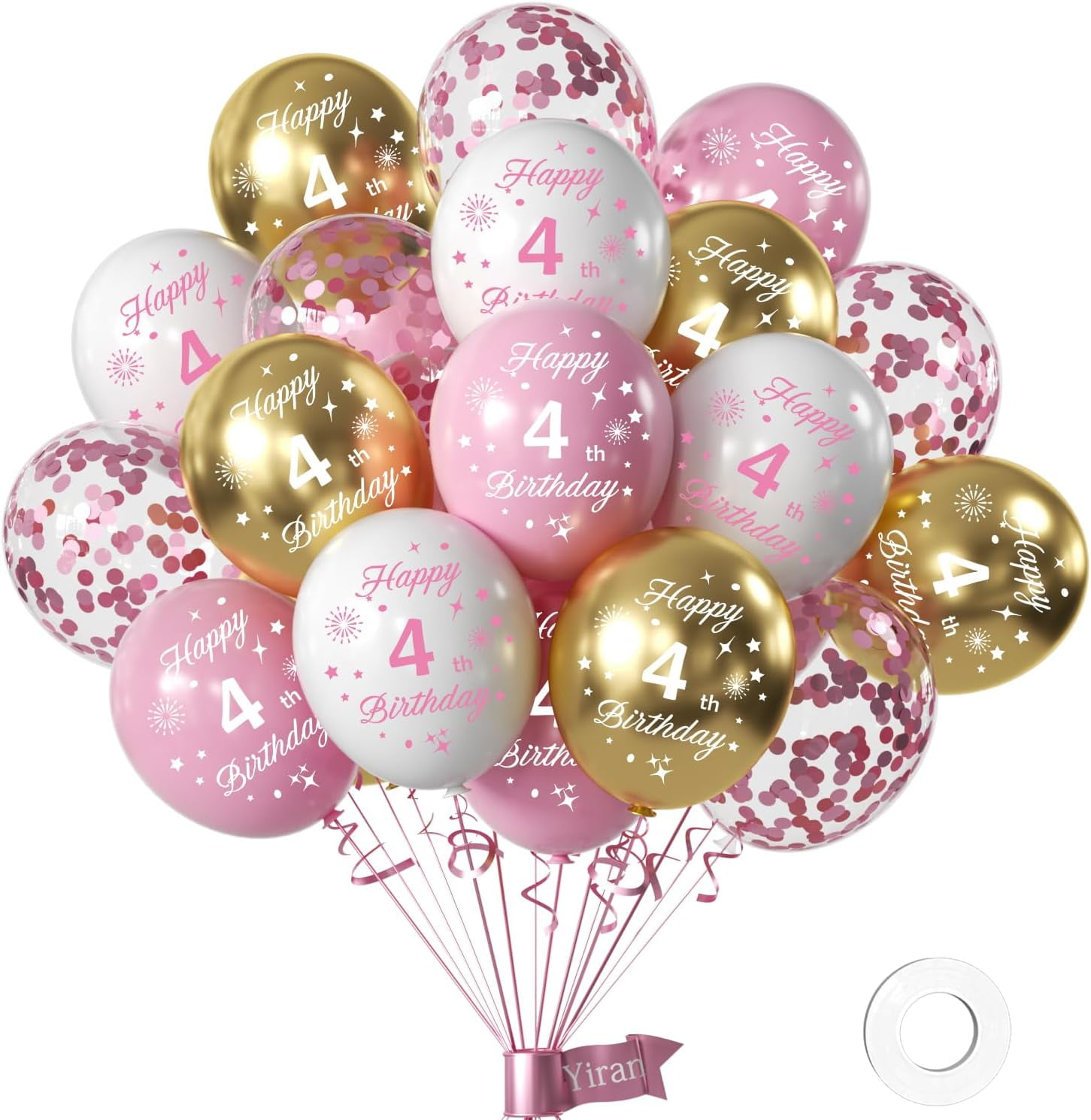 Pink 4Th Birthday Balloons For Girls 4Th Birthday Party Decorations ...