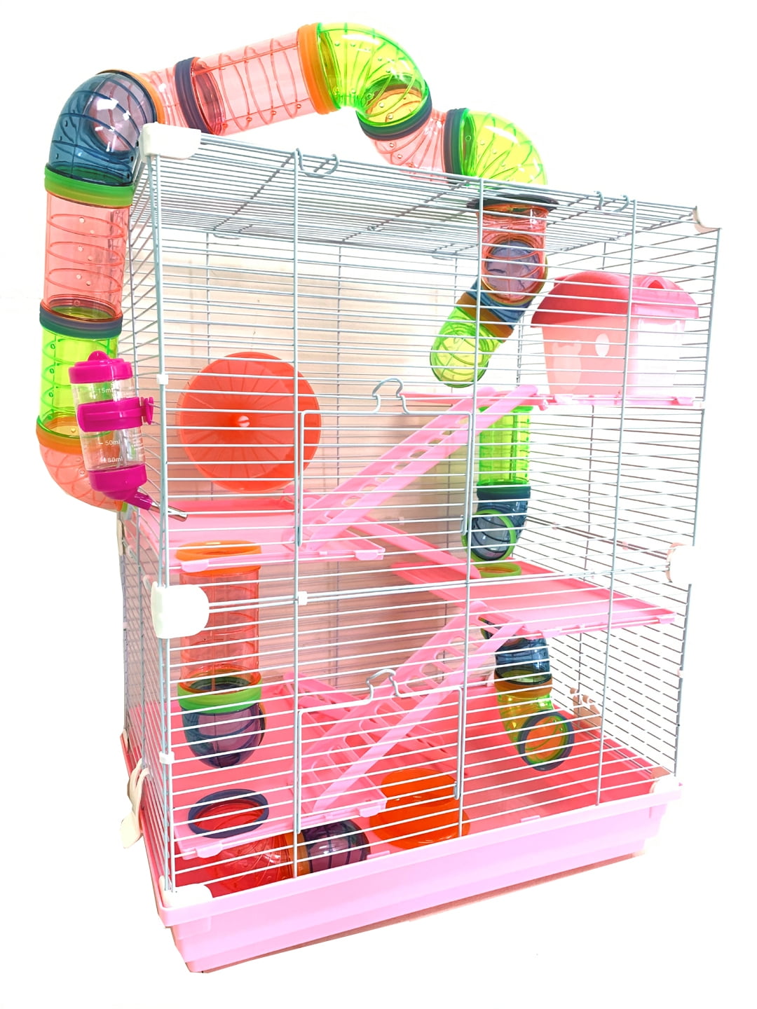 5-Tier Pink Mansion Hamster, Mouse, Gerbil Cage Habitat with Pet ...