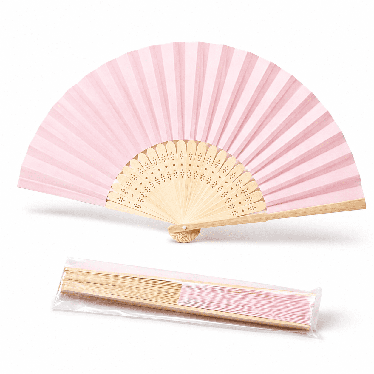Pink-50 8.3 Inch Foldable Paper Handheld Fans for Wedding Party Bridal ...