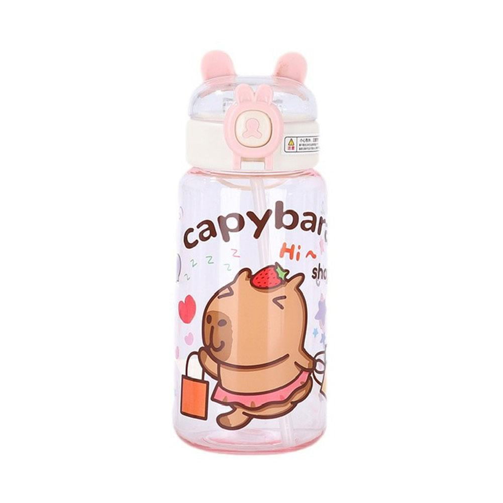 Pink 500ml Capibara Portable Plastic Cup Cute Cartoon Children'S Water ...