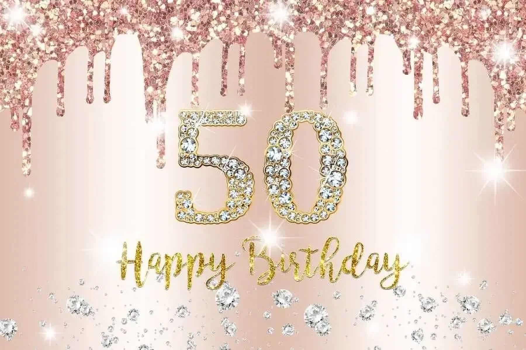 Pink 50th Backdrop For Woman Happy Birthday Party Lady Man Photography ...