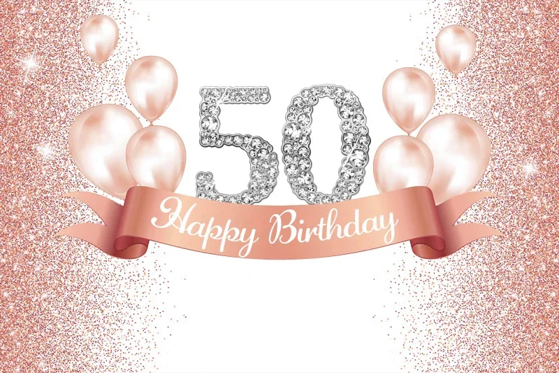 Pink 50th Backdrop For Woman Happy Birthday Party Lady Man Photography ...