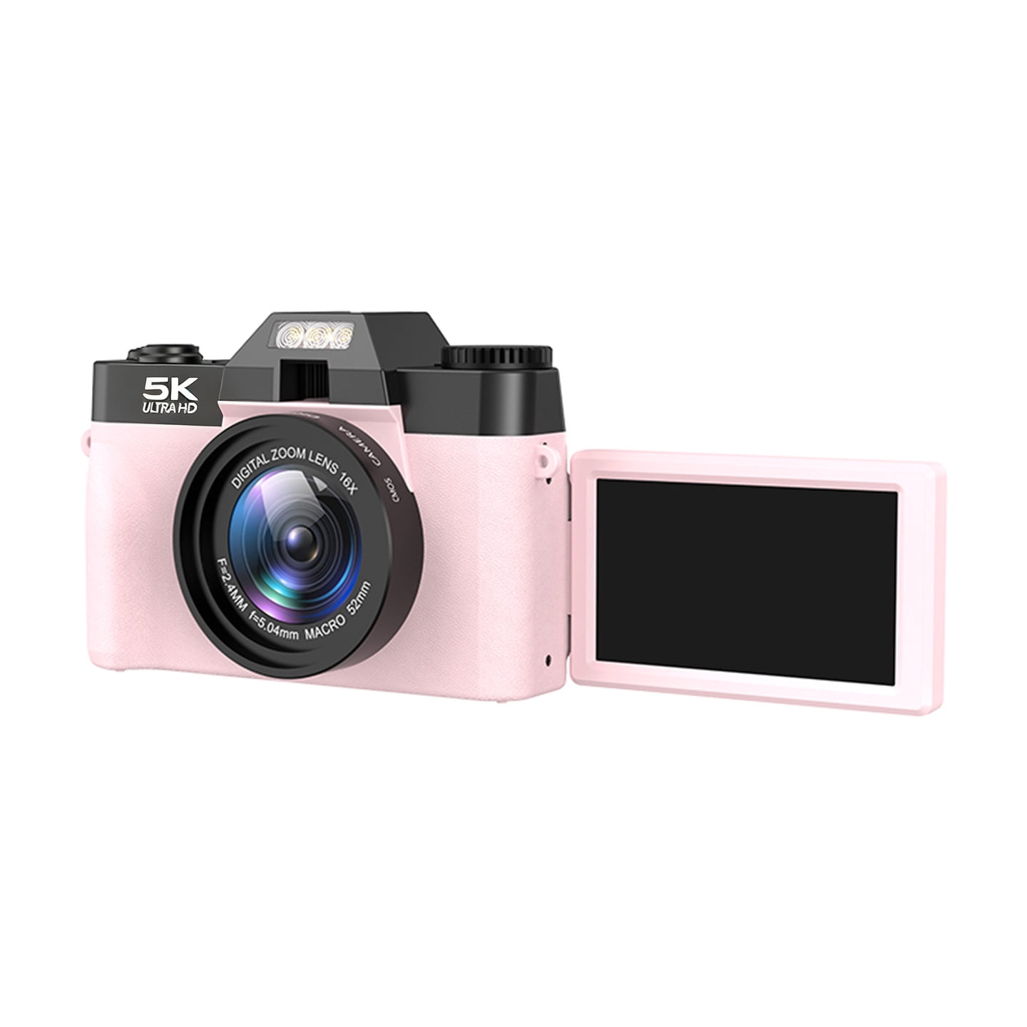 Pink 5K Digital Camera, 16X Zoom, Flip Screen, WiFi, Webcam for ...