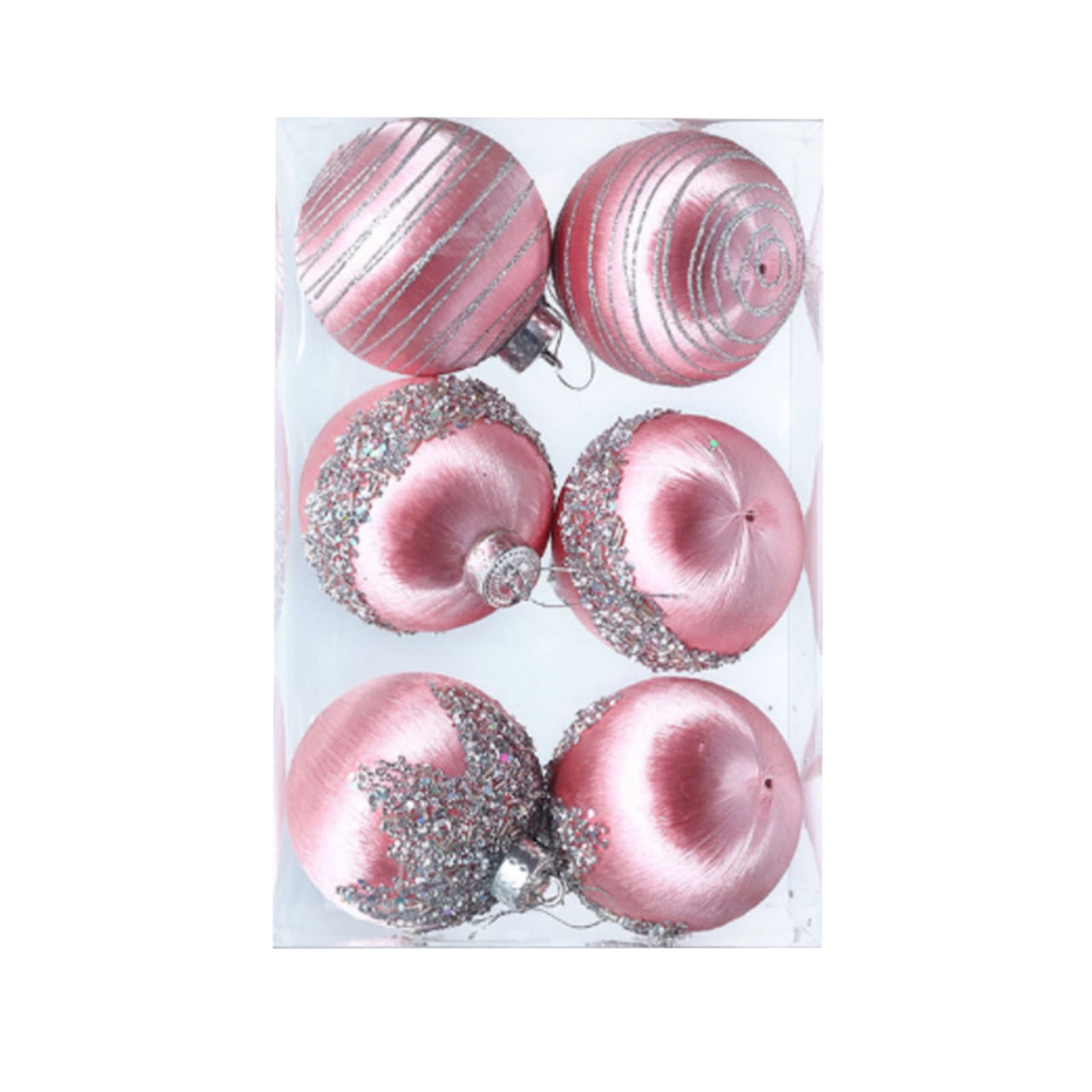 Pink 6 Piece Pink Christmas Ball Decor Set Pvc Hanging Ornament For ...