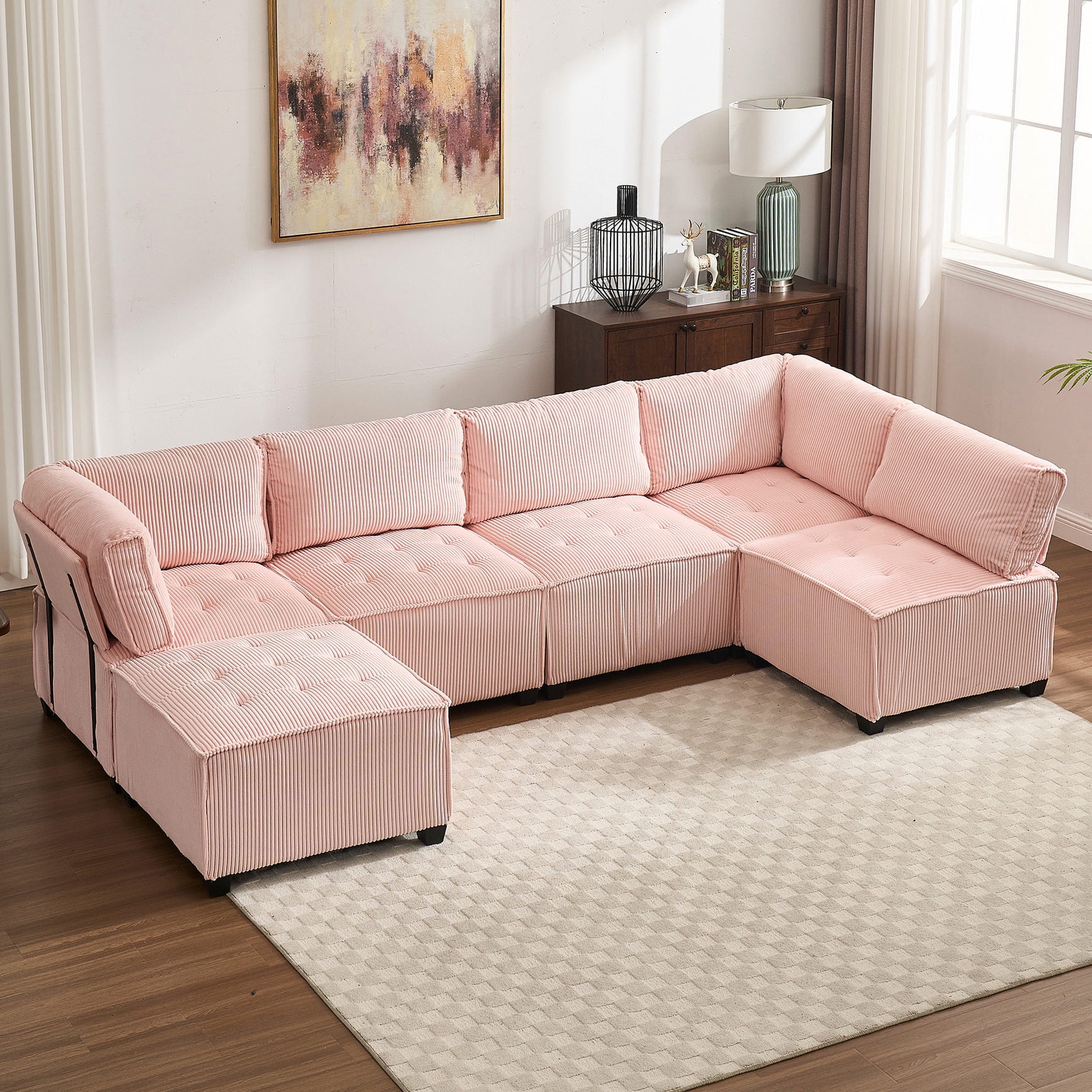Pink, 6 - seat Modular Sofa - Rearrange for Furniture - Living Room ...