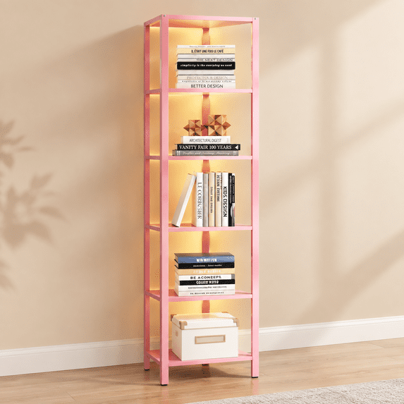 Pink 6-tier With Led Corner Bookshelf Home Storage Organizer - Walmart.com
