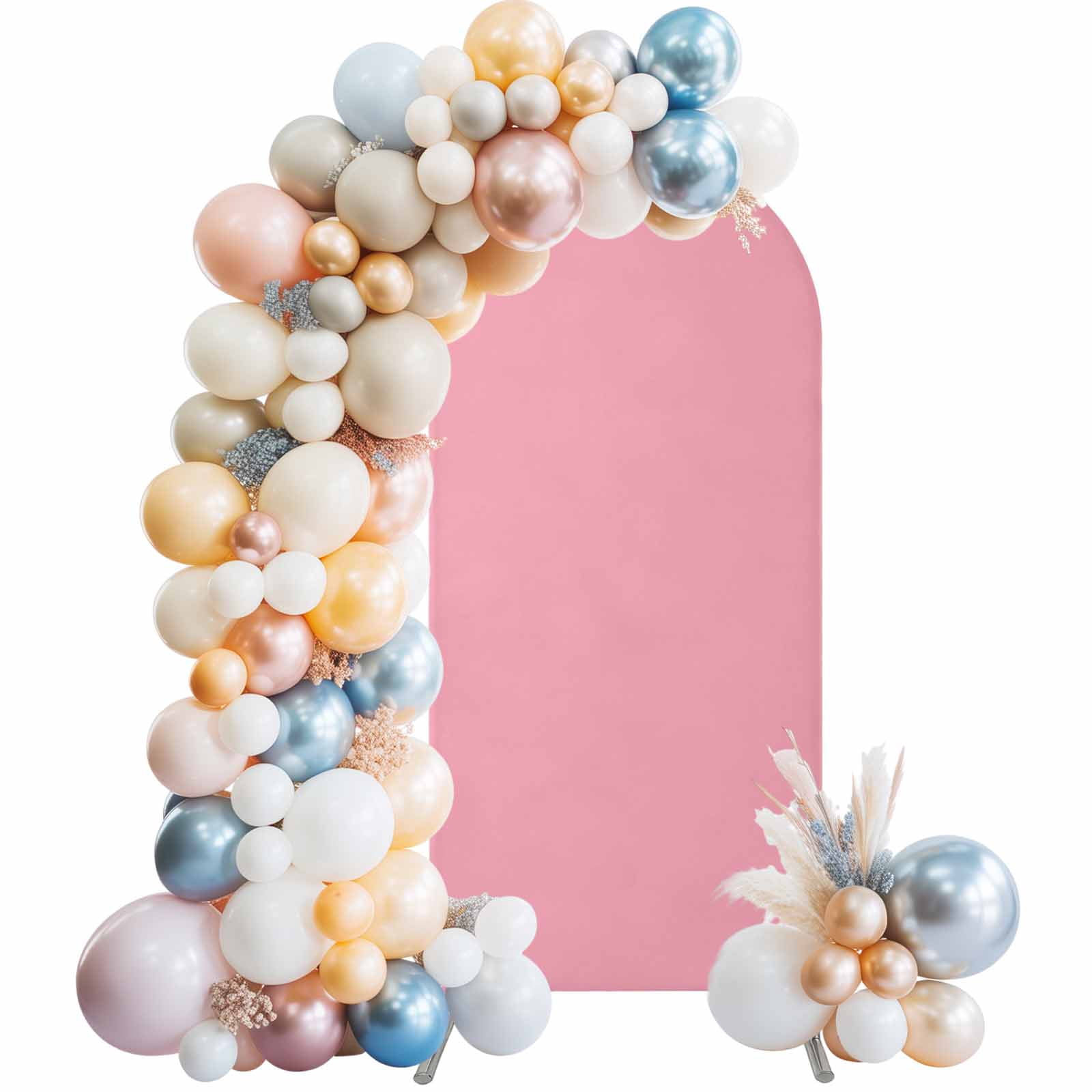 Pink 7.2FT Arch Backdrop Covers, Farmhouse Solid Pink Color Modern Art ...