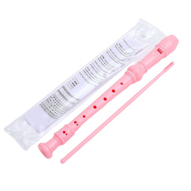 Pink-8 Holes Soprano Recorder with Cleaning Rod, German Style C Key ...