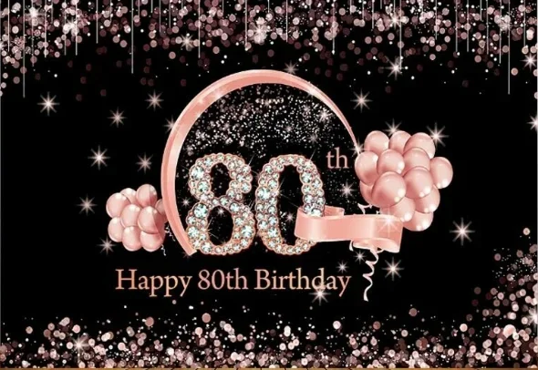 Pink 80th Backdrop For Woman Man Happy Birthday Party 80 Years Old ...