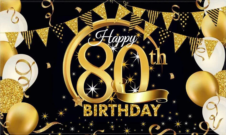 Pink 80th Backdrop For Woman Man Happy Birthday Party 80 Years Old ...