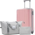Pink ABS 3-Piece Carry On Luggage Set with Spinner Wheels, TSA Lock for ...