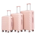 Pink ABS Hardshell Spinner Luggage Set with Lock, 3-Piece Suitcase Set ...