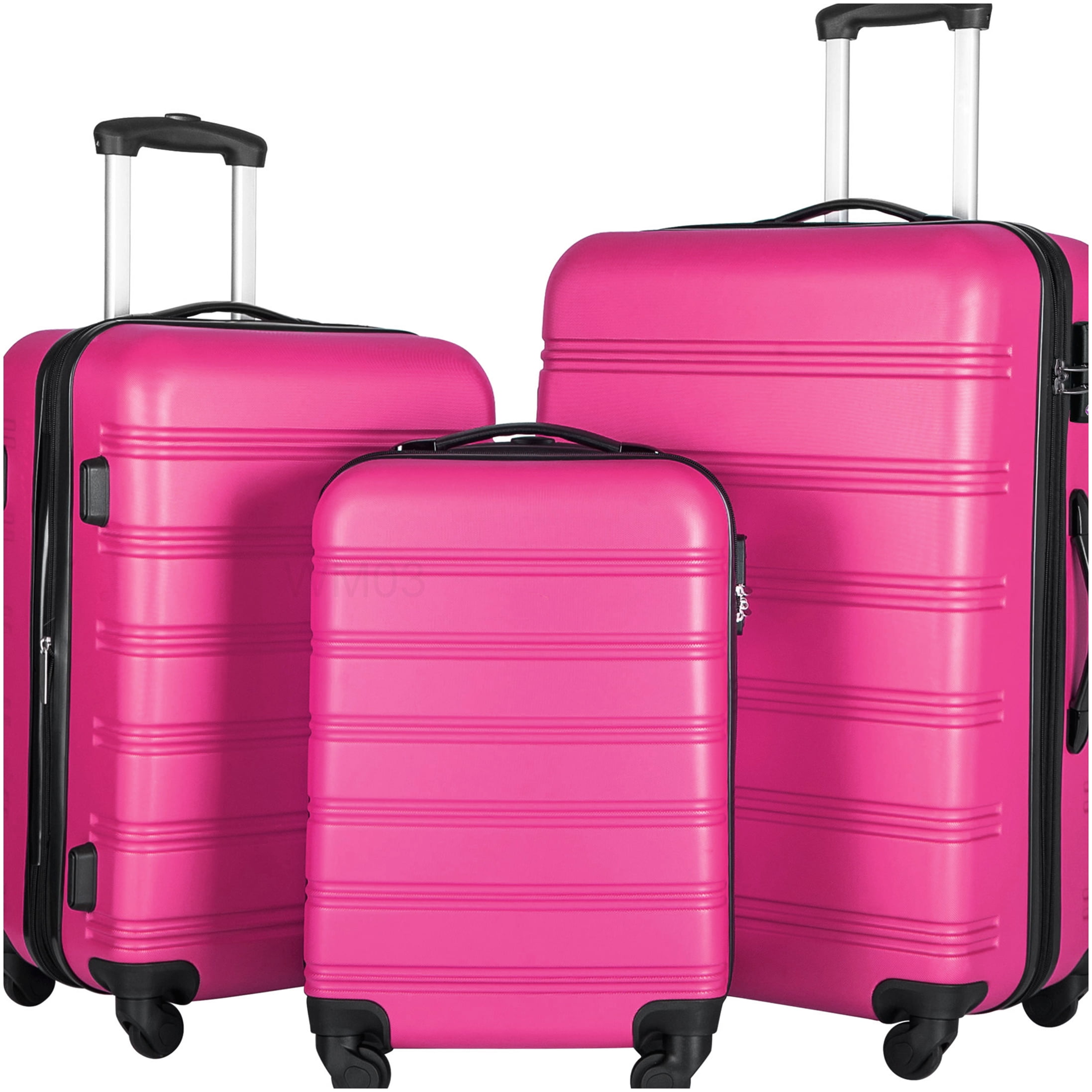 Pink ABS Hardside Spinner Luggage Set of 3, TSA Lock, Expandable ...