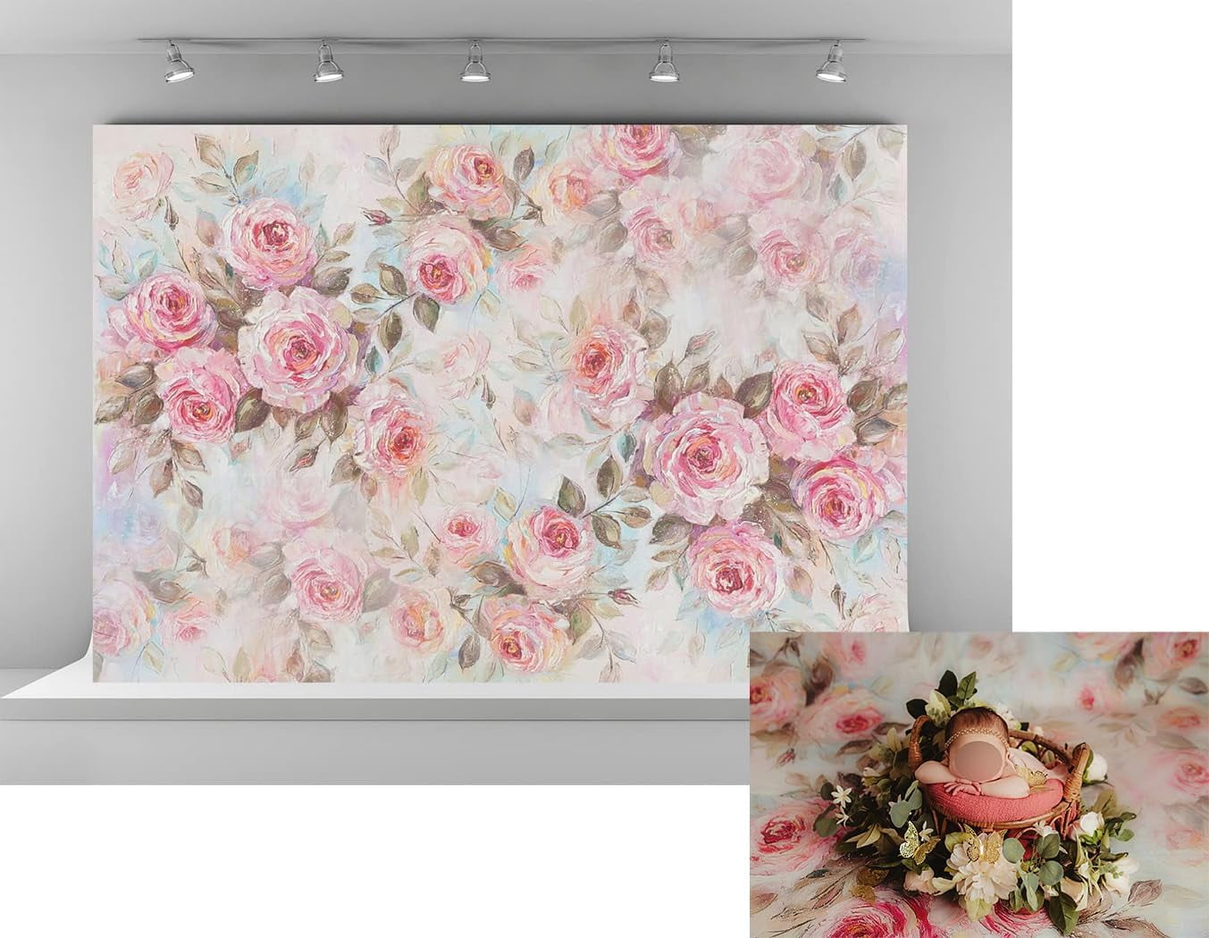 Pink Abstract Flowers Backdrops for Photography Watercolor Painting ...