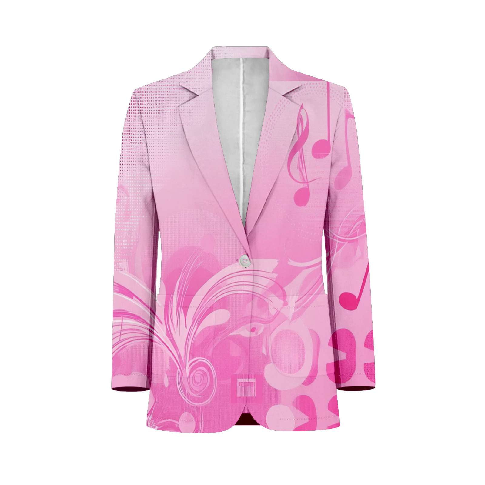 Pink Abstract Music Notes Pattern Mens Suits Shawl Collar Slim Fit Suit ...