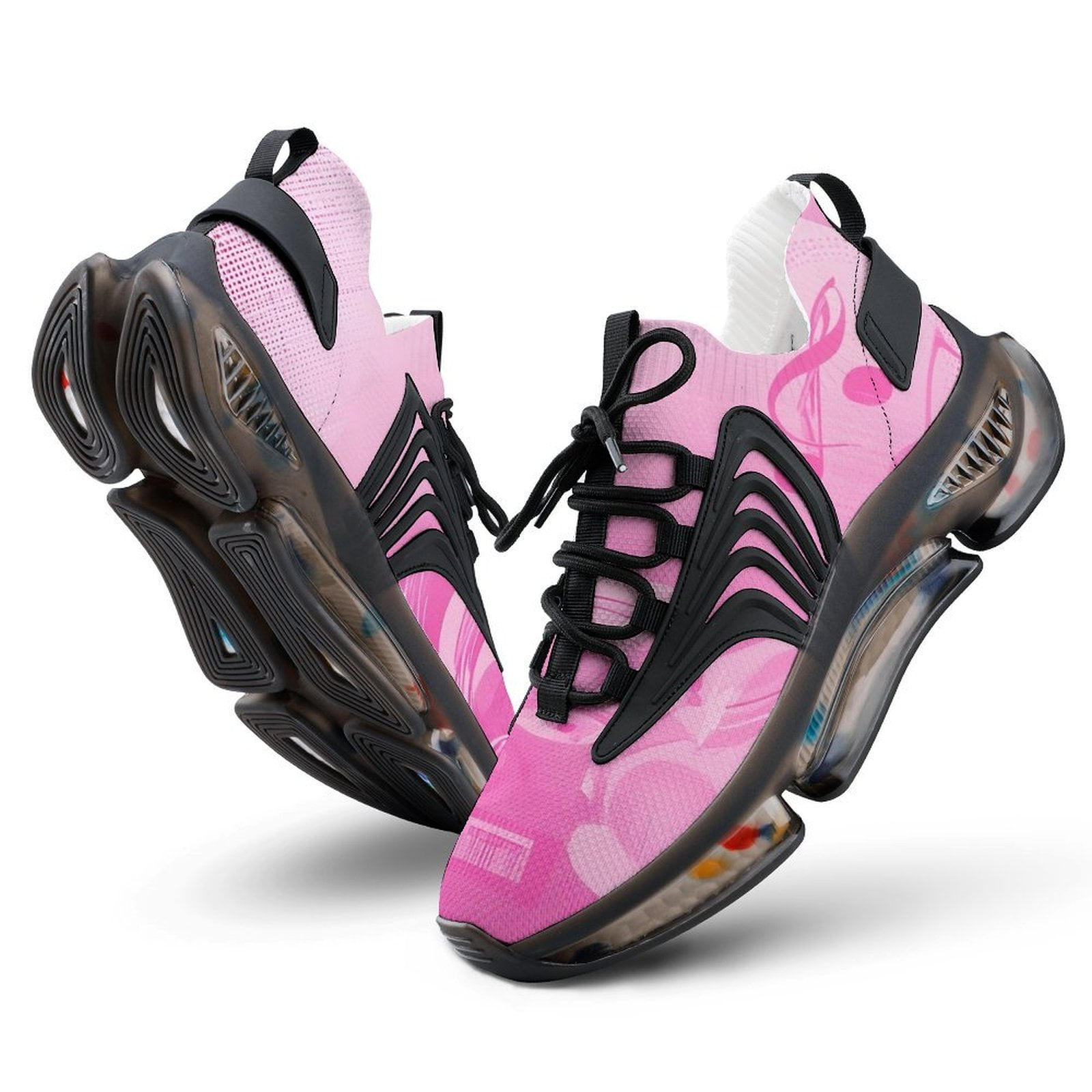 Pink Abstract Music Notes Pattern Walking Shoes for Men Woman ...