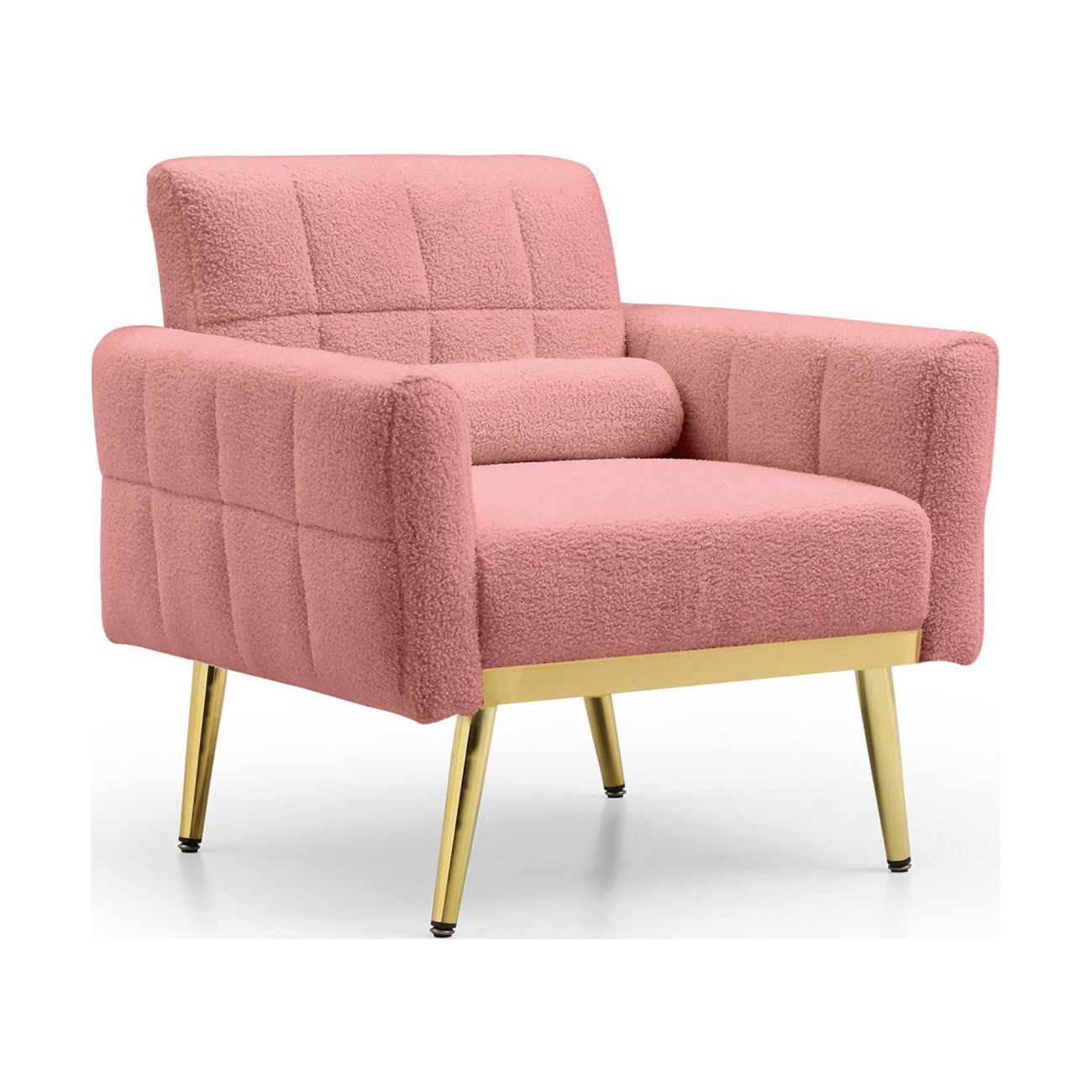 Pink Accent Chair with Metal Tapered Legs, Modern Side Armchair with ...