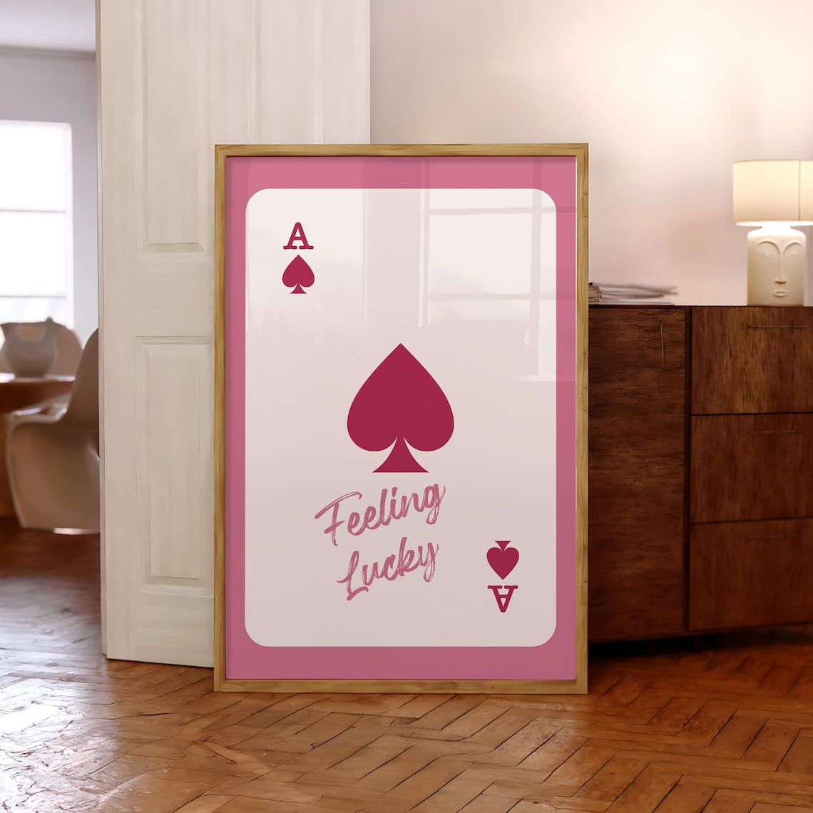 Pink Ace Of Spades Print: Retro Poker Room Wall Art #4139, Unframed ...