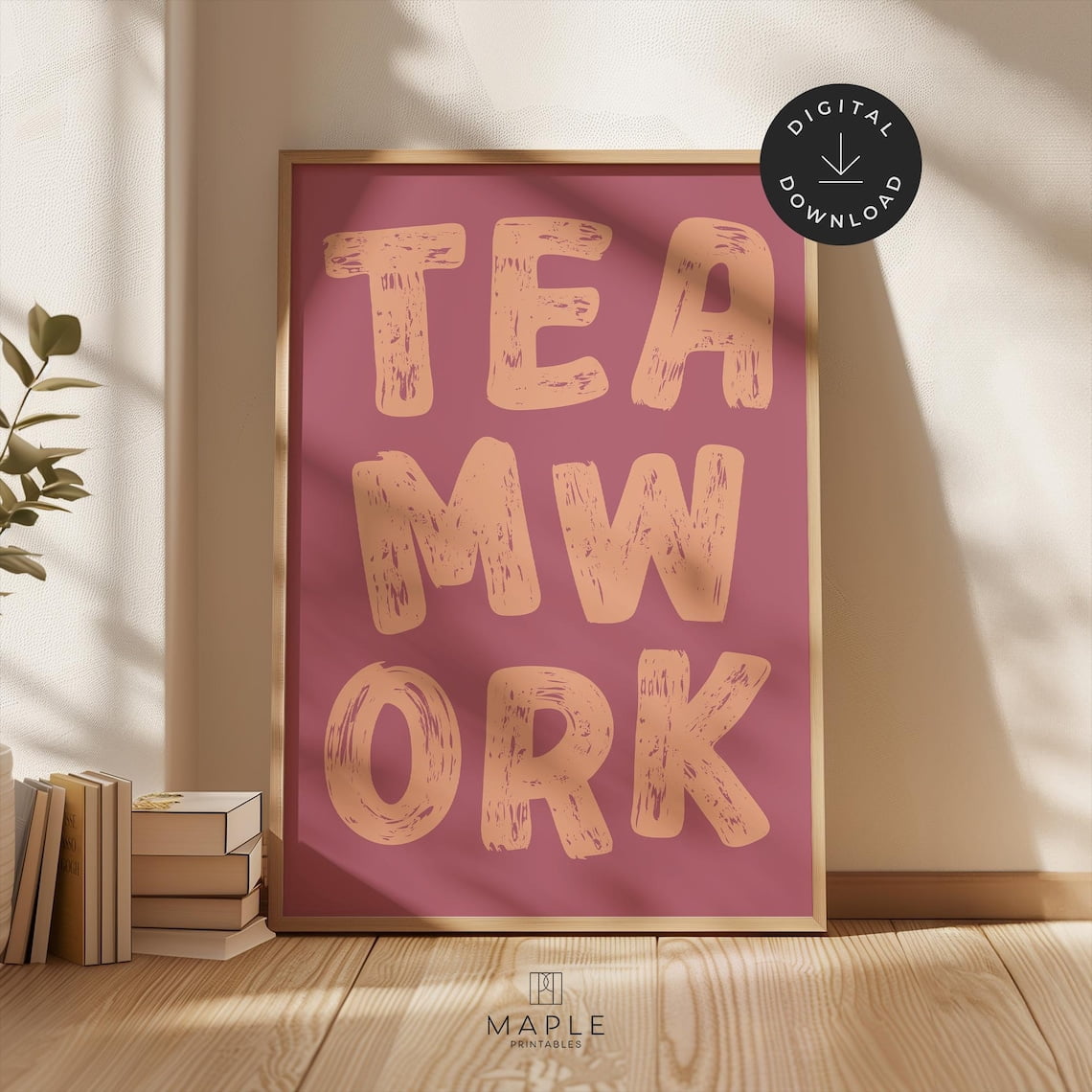 Pink Aesthetic Office Decor, Motivational Teamwork Poster, Preppy Wall ...