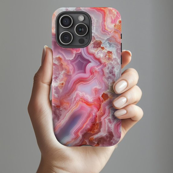 Pink Agate Gemstone Geode Crystal Marble Phone Case for 17 16 15 14 13 ...