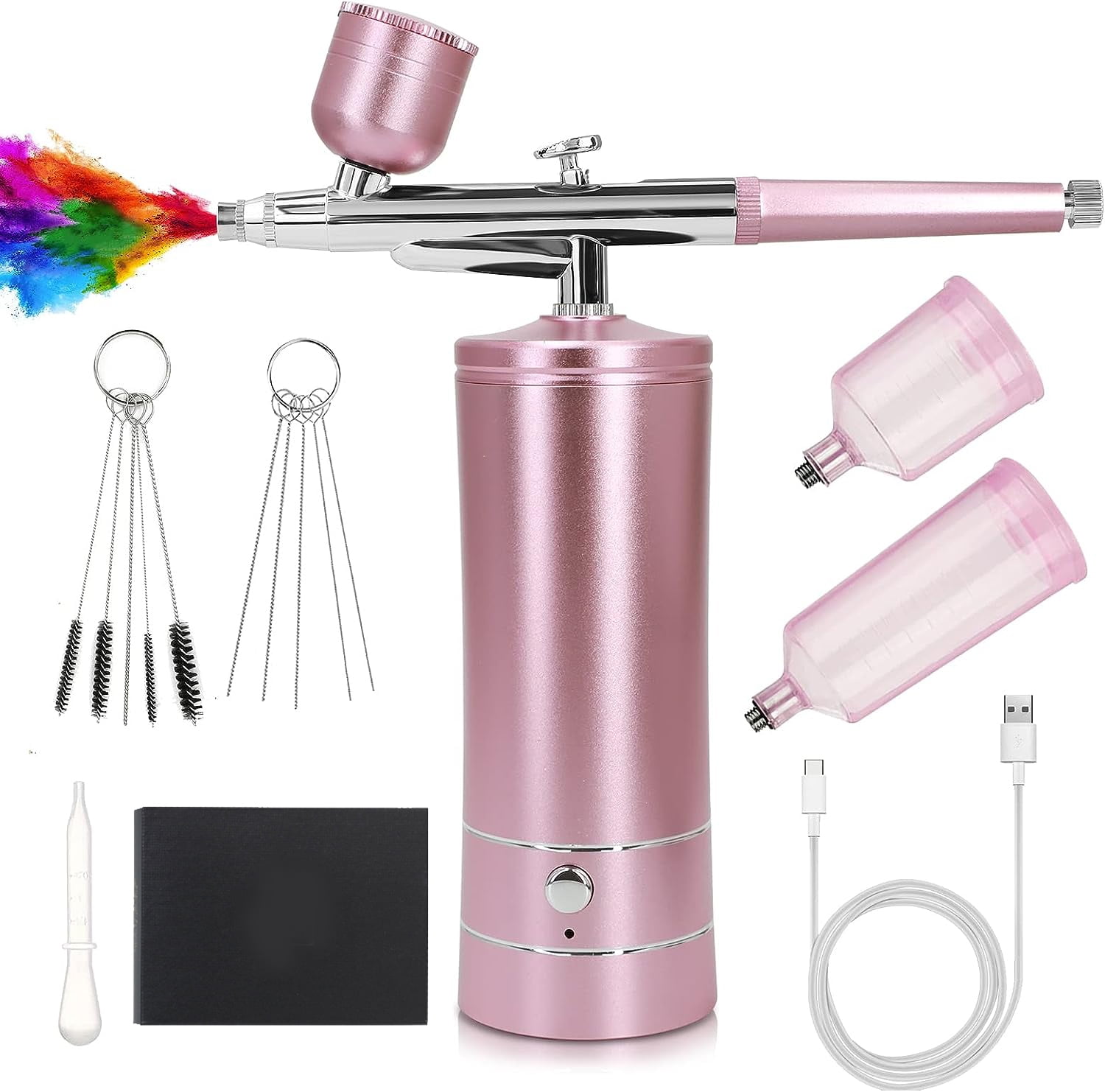 Pink Airbrush Kit Rechargeable Cordless Airbrush Compressor - Handheld ...