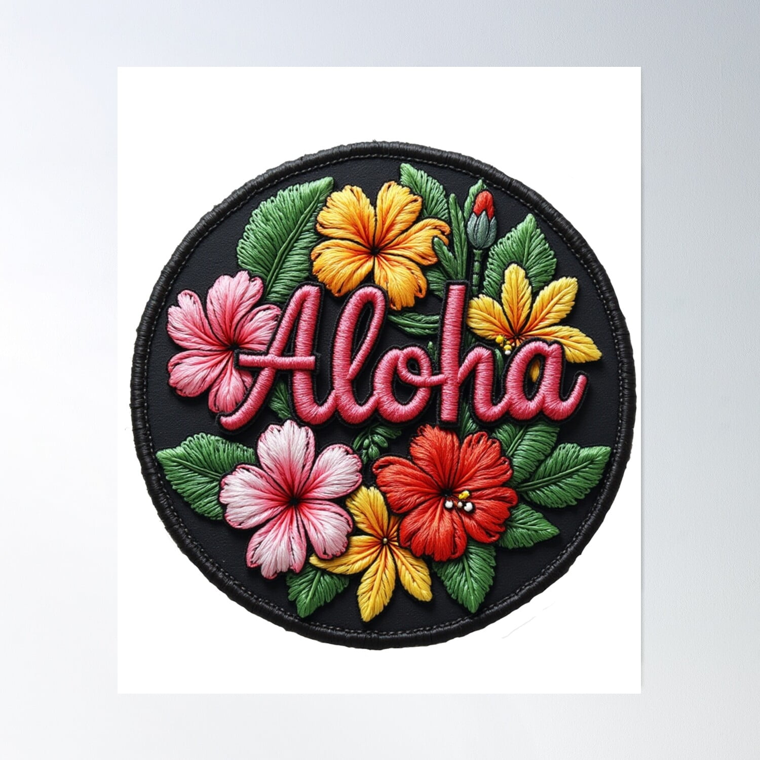 Pink Aloha With Flowers Poster Wall Art, Modern Wall Decor, 24x36 ...