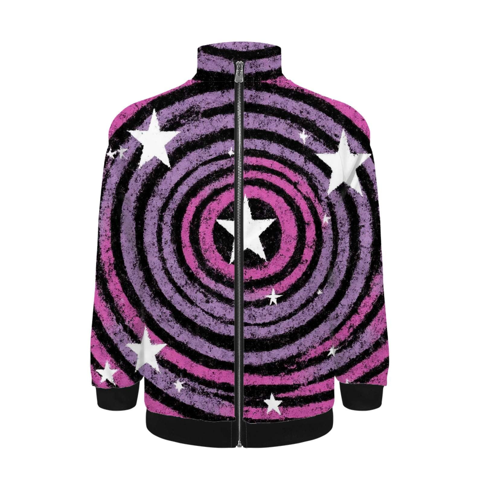 Pink And Black Starry Concentric Circles Jacket Men's Street Cool Long ...