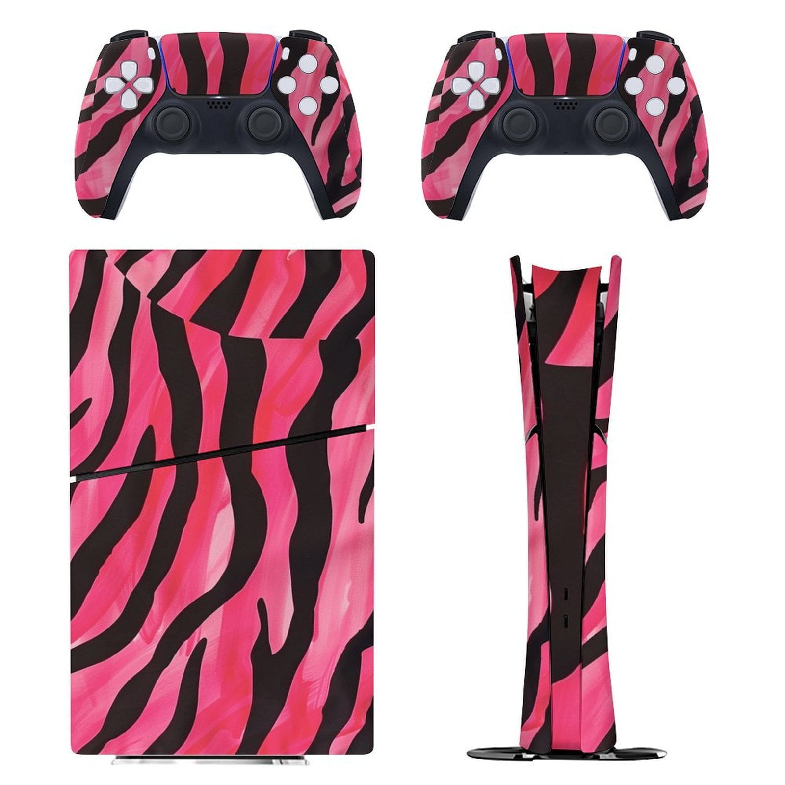 Pink And Black Zebra Stripes Console Skin Bundle for PS5 Pro Slim Disc ...