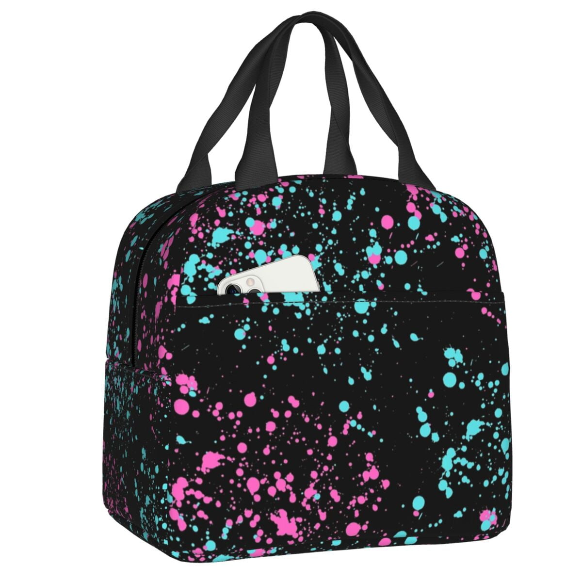 Pink And Blue Paint Splatter Lunch Box for Women Graffiti Art Thermal ...