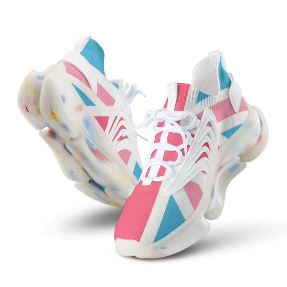 Pink And Blue Union Jack Flag Walking Shoes for Men Woman Lightweight ...